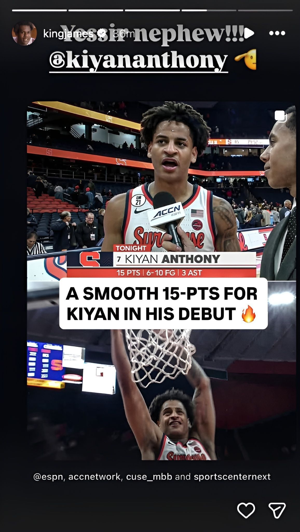 LeBron James Sends 2-Word Salute After Kiyan Anthony Lights Up His ...