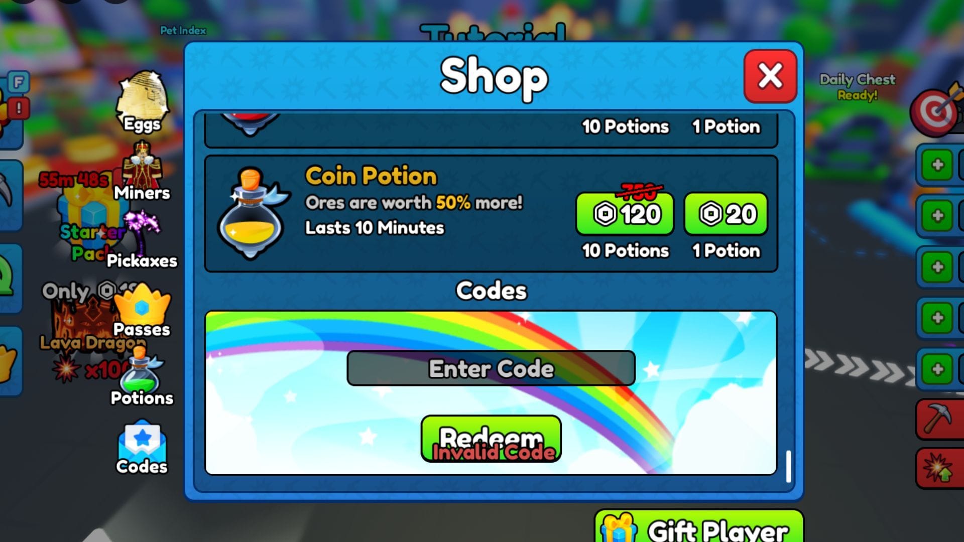 Pickaxe Simulator codes (March 2026)