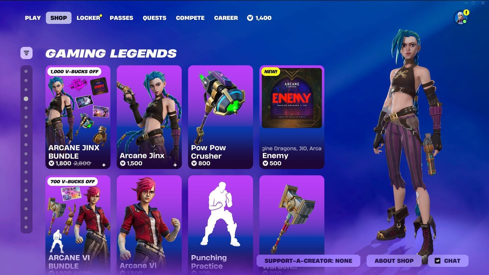 How to get the Arcane Jinx skin in Fortnite