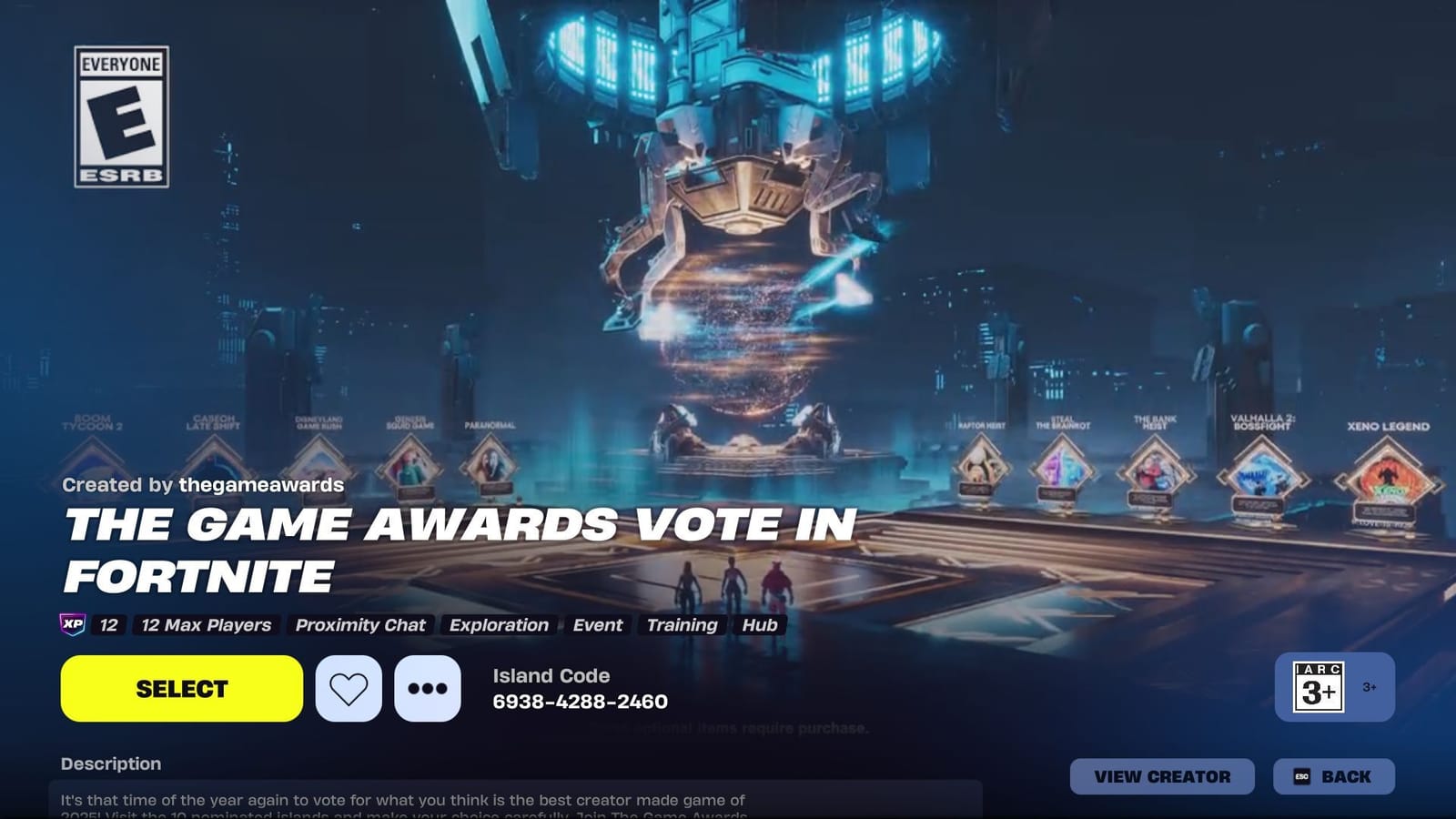 The Game Awards 2025 Vote in Fortnite: Map code, how to vote, The Game ...