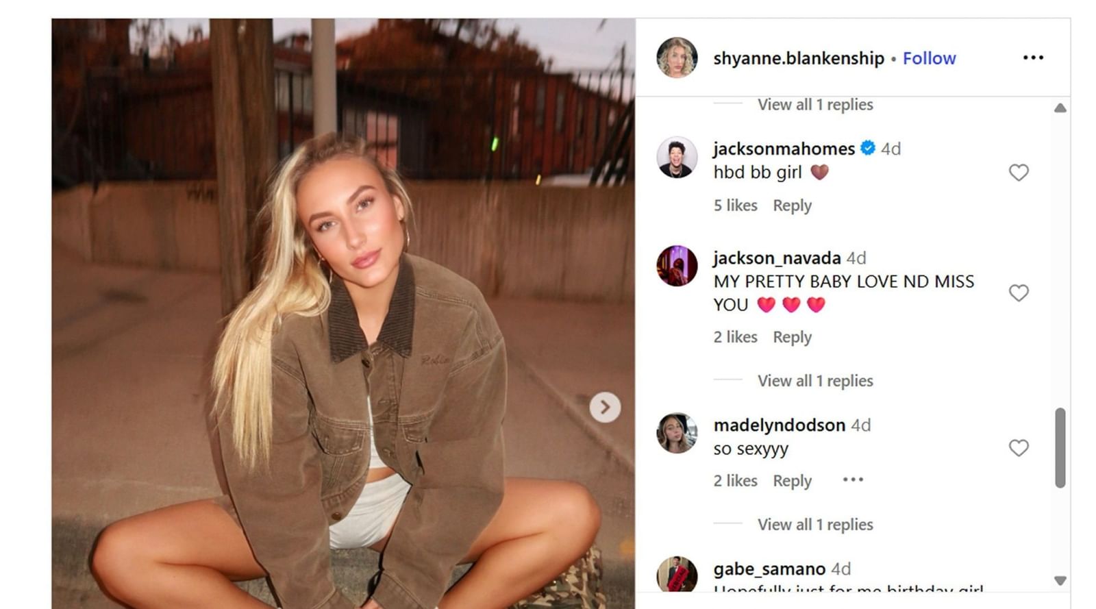 Jackson Mahomes sends special message to “BB Girl” Shyanne Blankenship ...