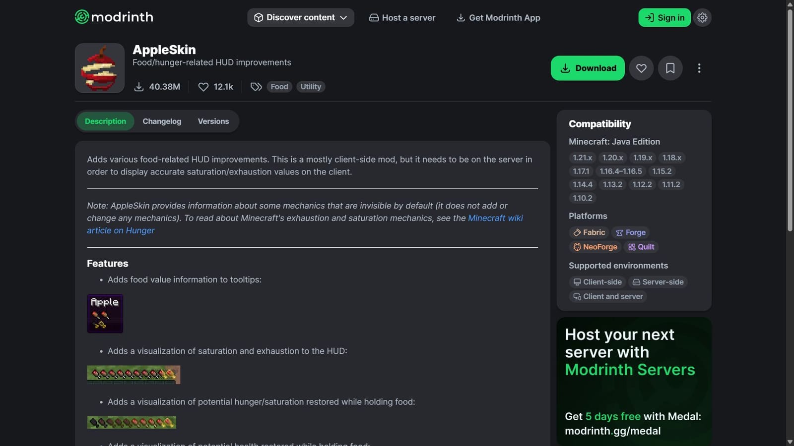 Minecraft AppleSkin mod: Features and installation guide