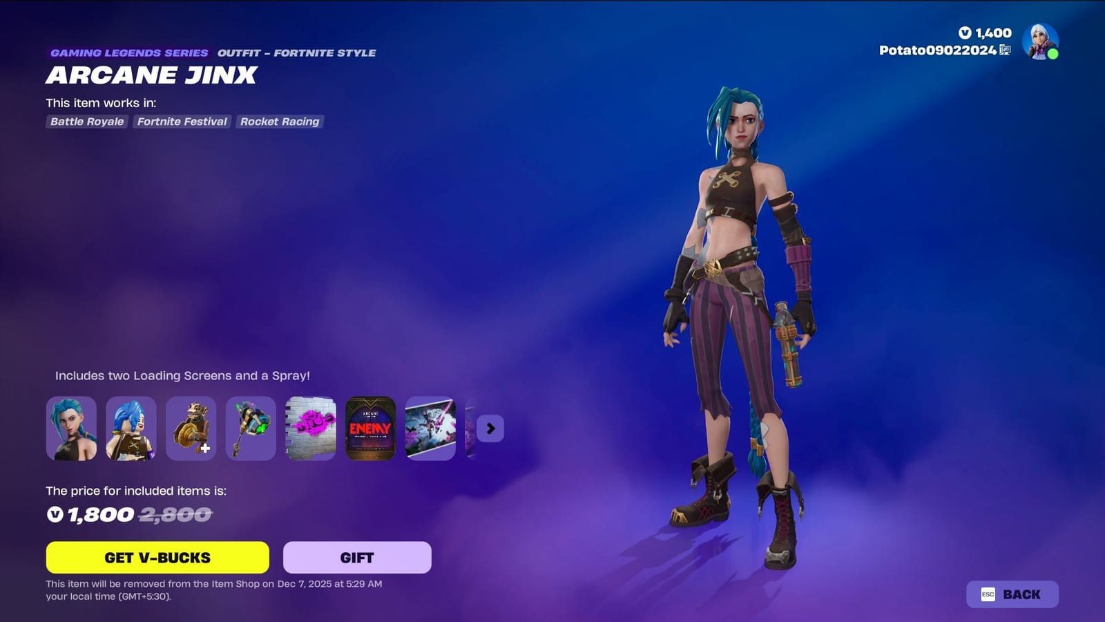How to get the Arcane Jinx skin in Fortnite