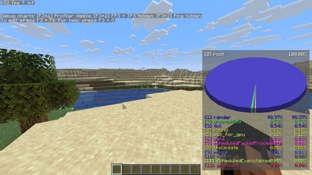How to open pie chart in Minecraft Java Edition