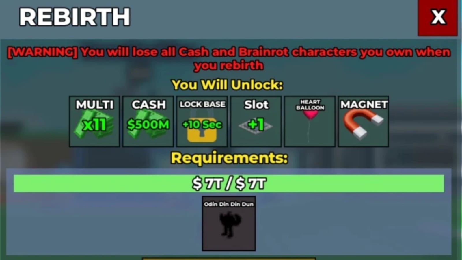 What do you need for Rebirth 12 in Steal a Brainrot?