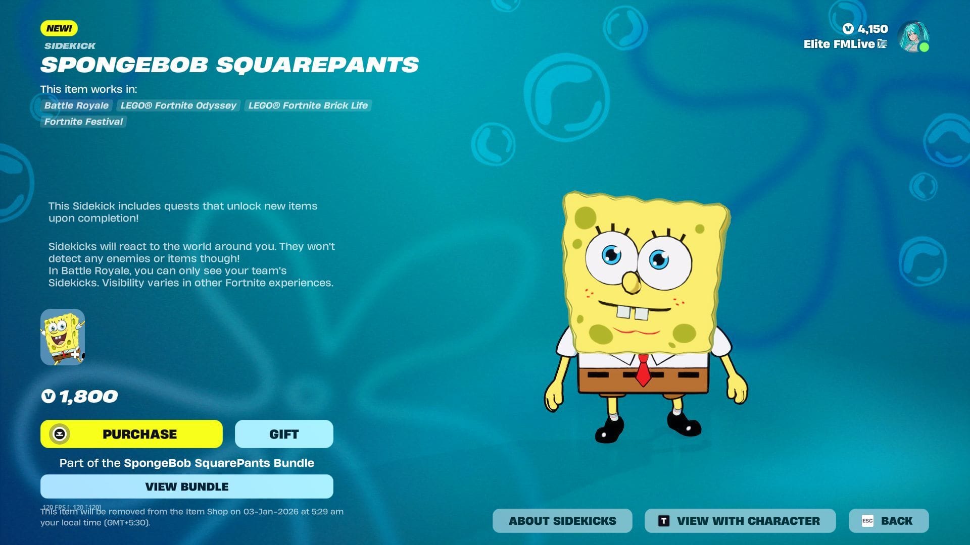 How to get SpongeBob Squarepants Sidekick in Fortnite