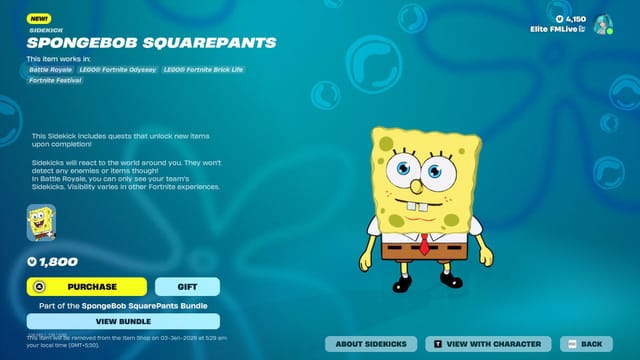 How to get SpongeBob Squarepants Sidekick in Fortnite