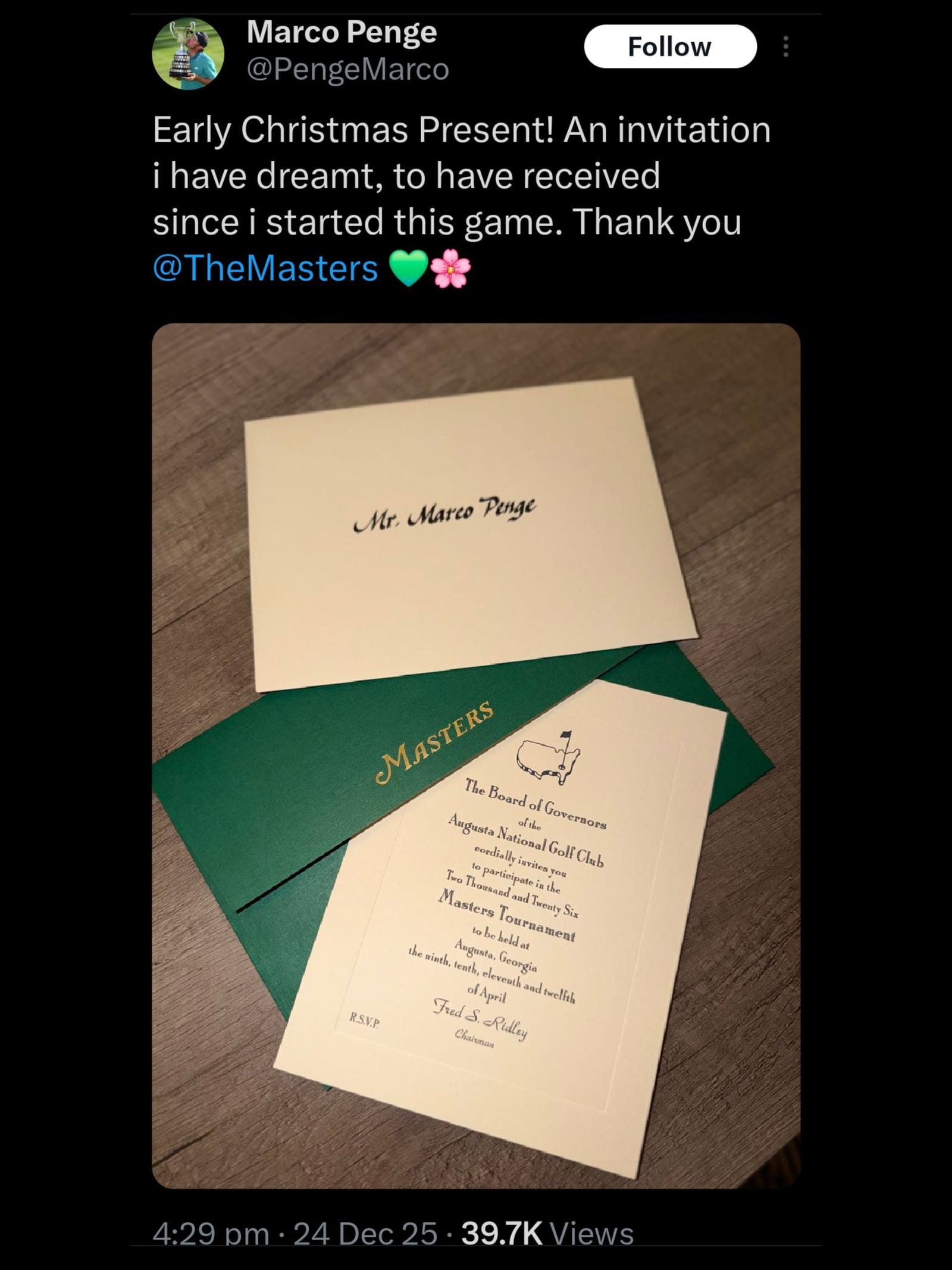 27-YO pro golfer realizes Masters dream after receiving an invite from ...