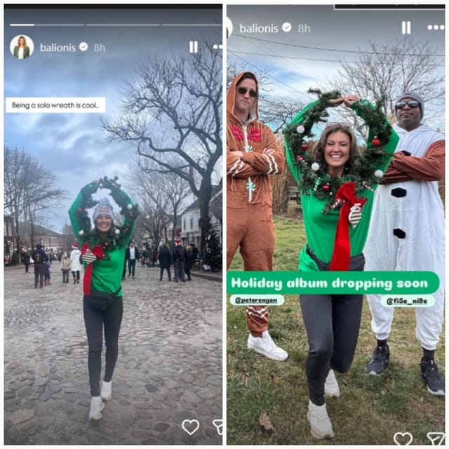 Amanda Balionis poses in Christmas-themed outfit in fun new post