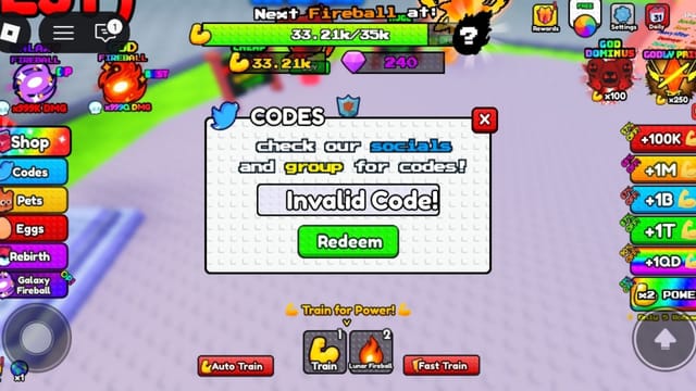 Fireball Training codes (December 2025)