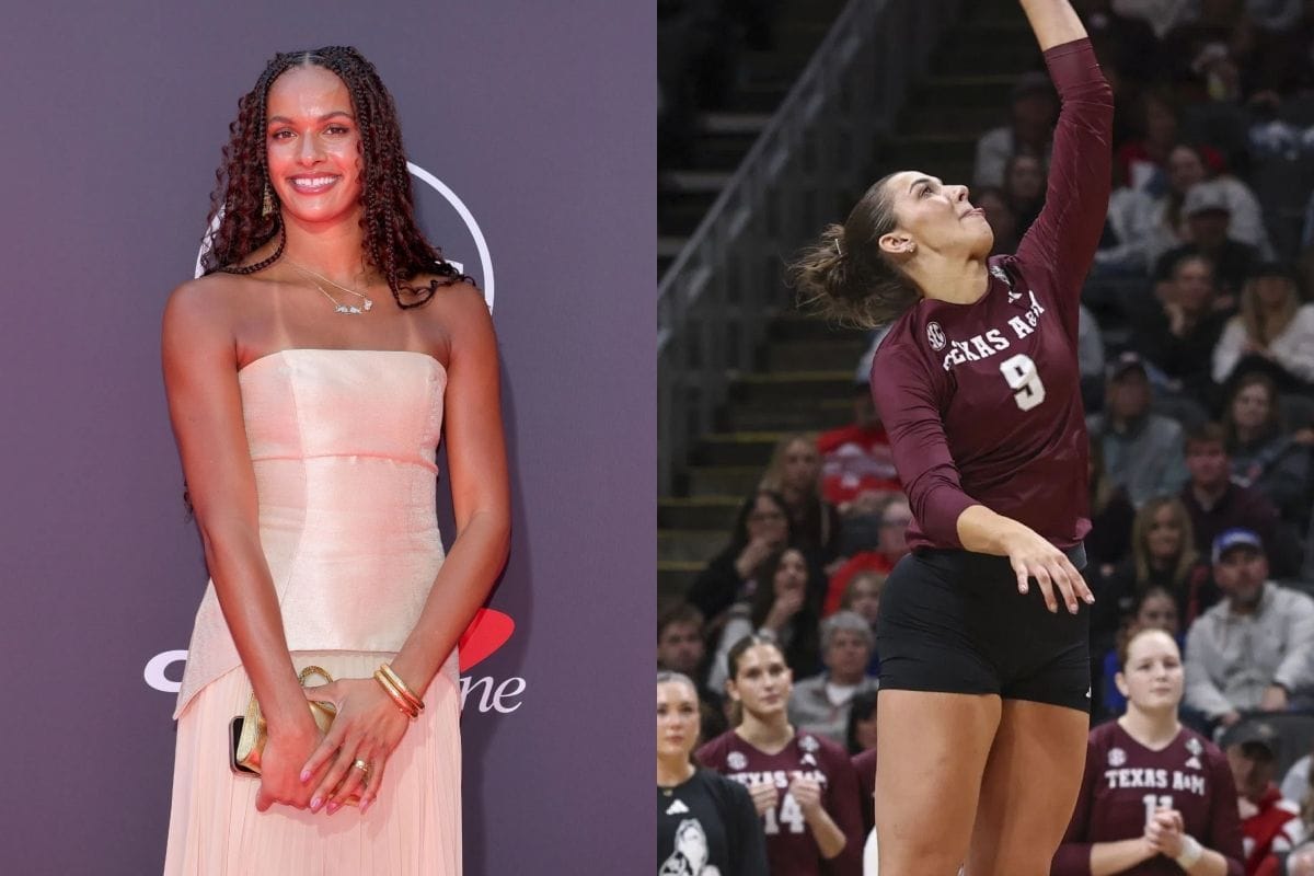 Olivia Babcock reacts as Texas A&M Player Logan Lednicky signs with ...