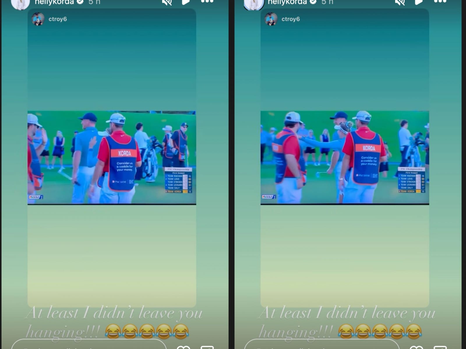 Nelly Korda hilariously saves her dad Petr’s caddie from embarrassment ...