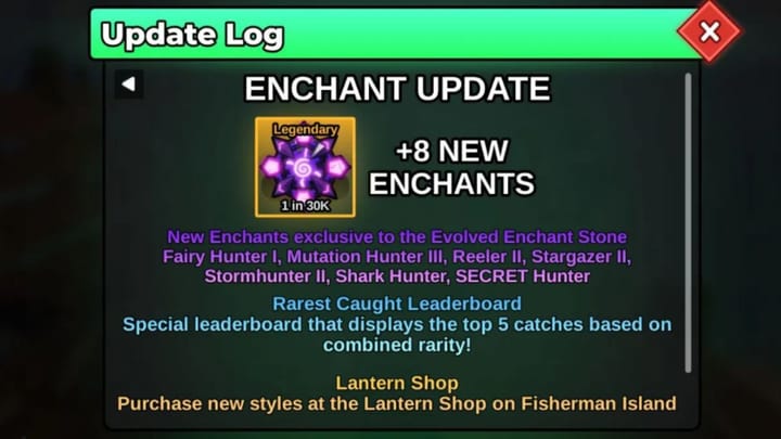 All enchants of Evolved Enchant Stone in Fish It