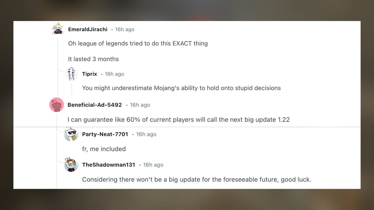 Minecraft fans are disappointed by the new version numbering system