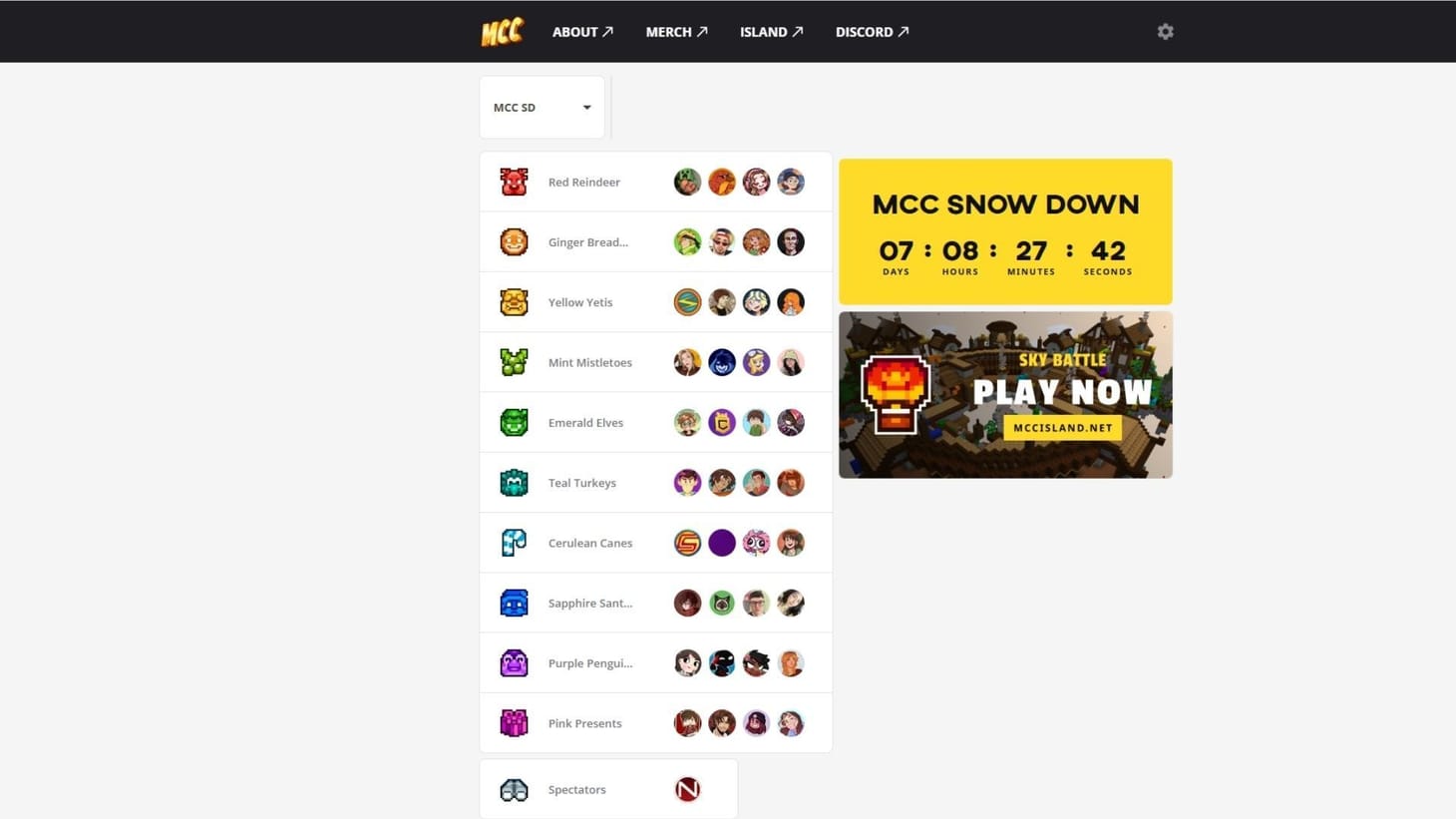 Minecraft Championship (MCC) Snow Down 25: List of all competing ...