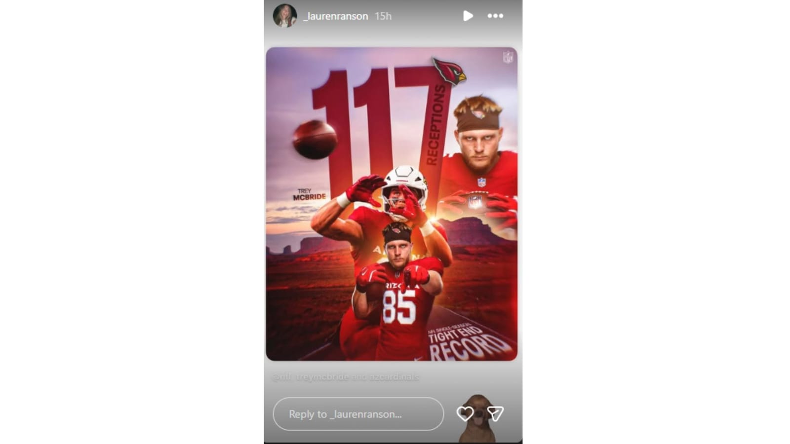 Trey McBride's gf Lauren shows love after Cardinals TE makes NFL ...