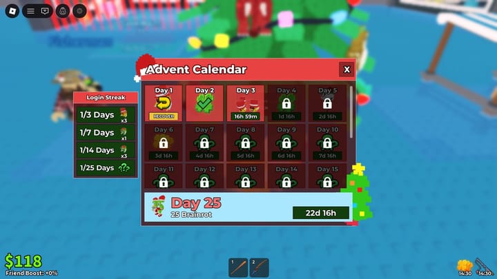What does the Advent Calendar do in Steal a Brainrot?