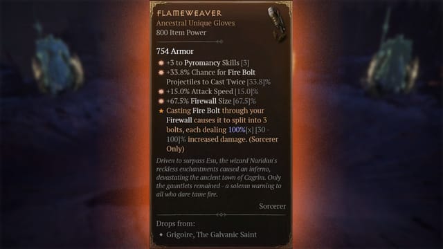 How to get Flameweaver in Diablo 4 and its unique effects