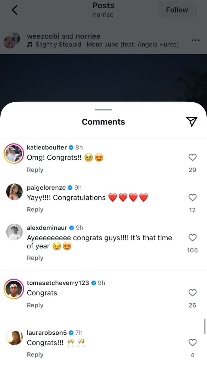 Alex de Minaur and fiancée Katie Boulter, Tommy Paul's fiancée Paige ...