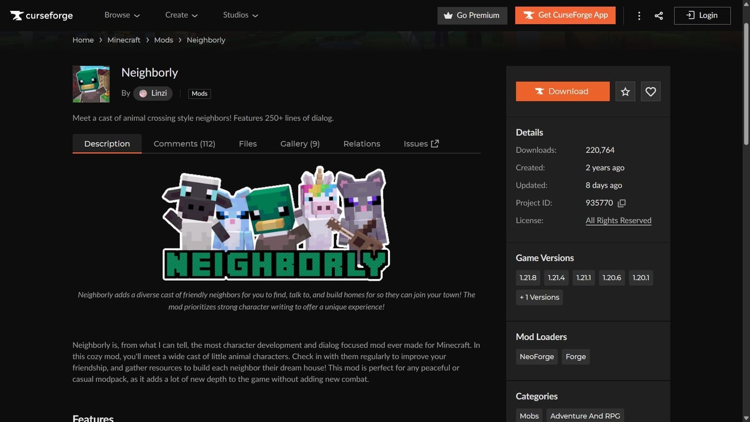 Minecraft Neighborly mod guide