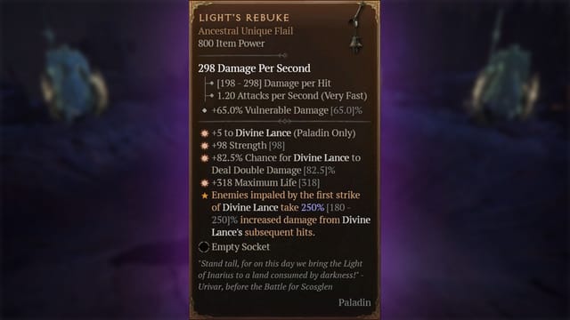How to get Light’s Rebuke in Diablo 4 and its unique effects