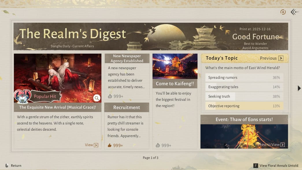 Where Winds Meet The Realm's Digest Daily Topic - "Which Oddity can be collected without using ...