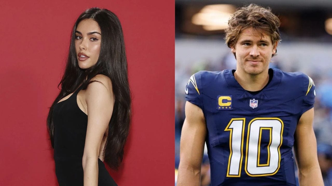 (Pic): Justin Herbert's GF Madison Beer turns heads in silver sequined ...