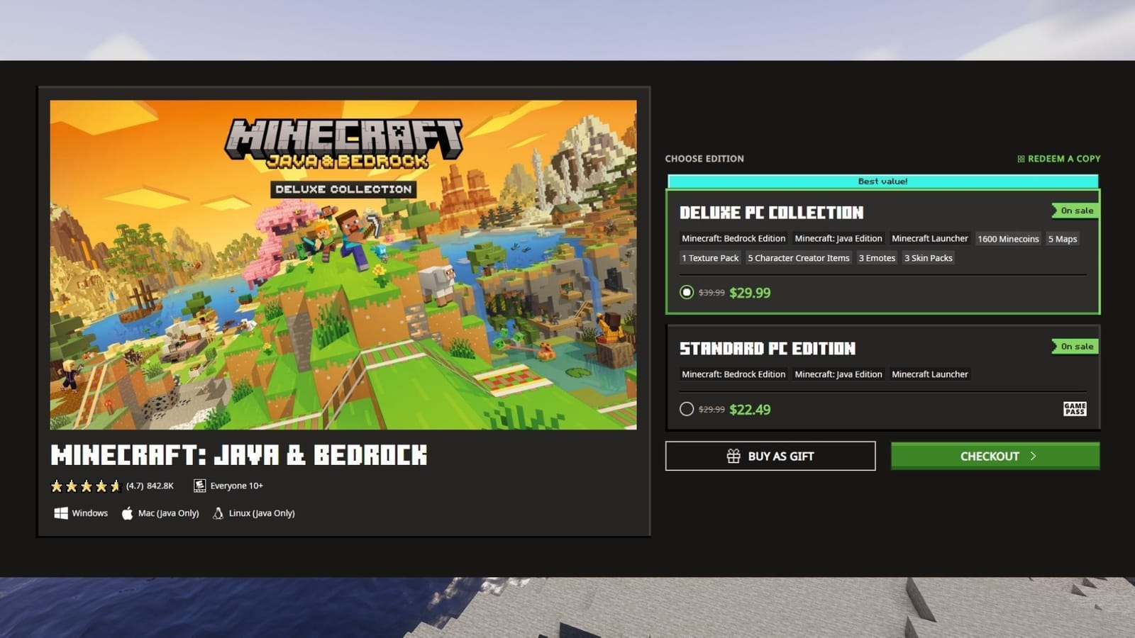 Minecraft goes on sale for 25% off, something that rarely happens