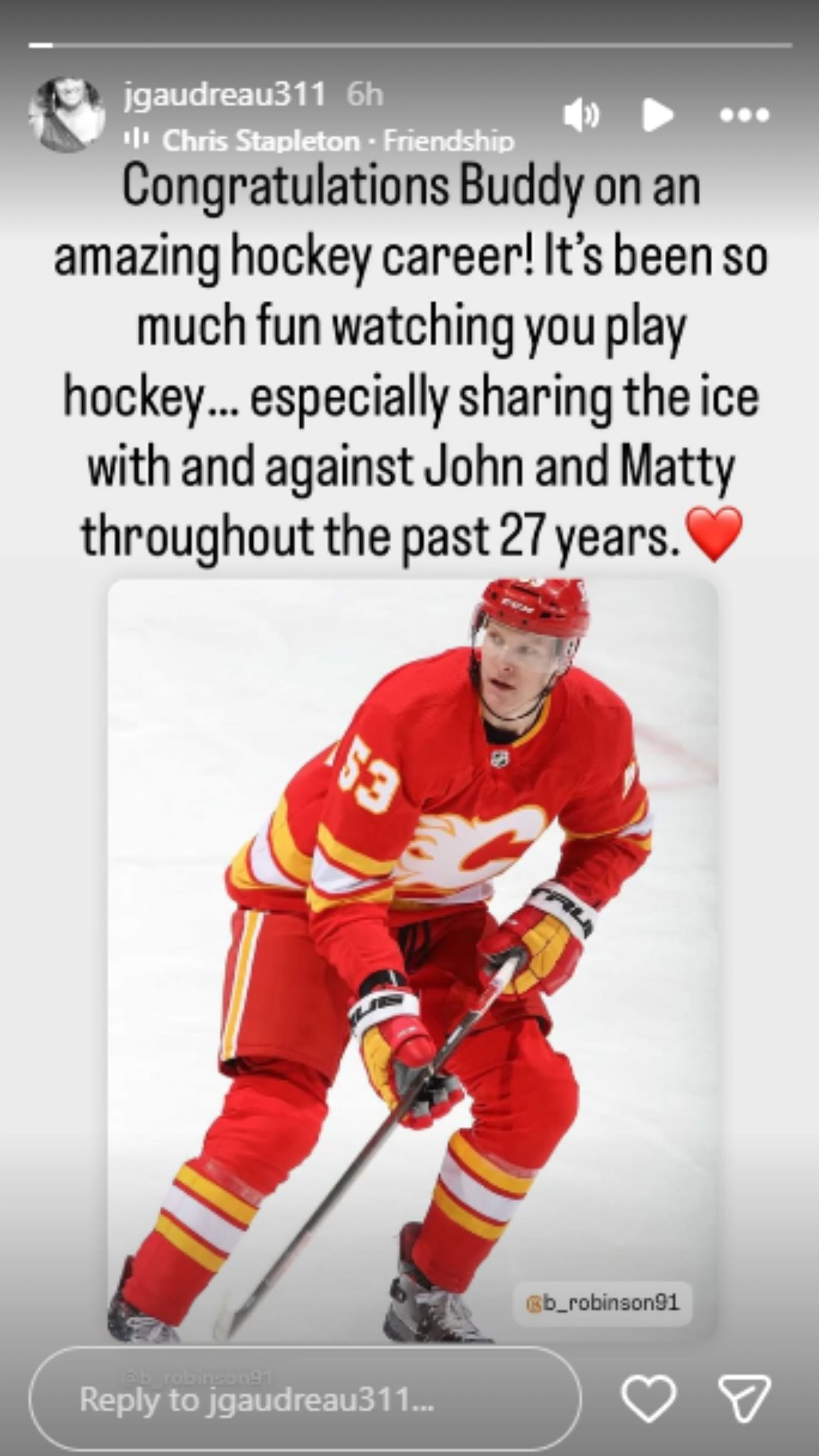 Johnny Gaudreau's mom Jane pens note as Buddy Robinson announces ...