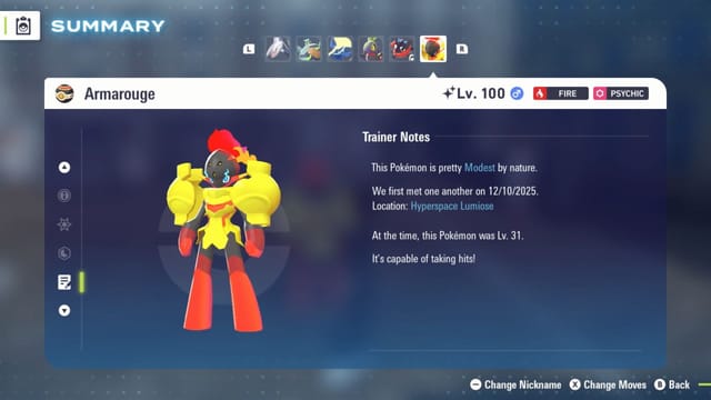 Best Armarouge Moveset and Nature in Pokemon Legends Z-A Mega Dimension