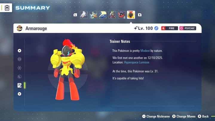 Best Armarouge Moveset and Nature in Pokemon Legends Z-A Mega Dimension