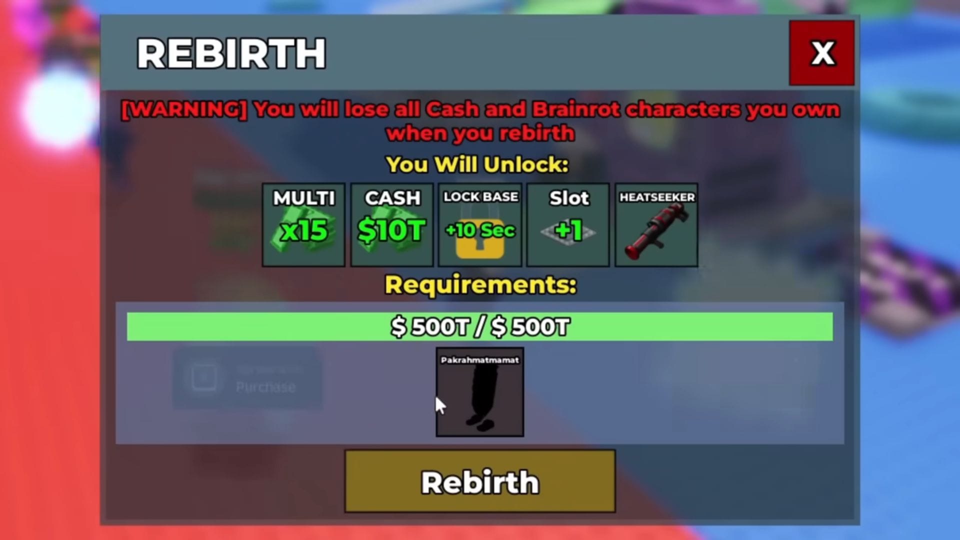 What Do You Need For Rebirth 15 In Steal A Brainrot