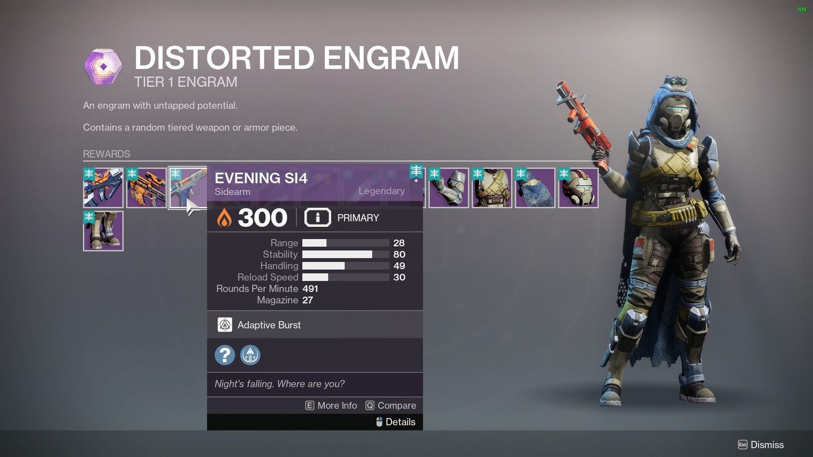 Evening SI4 god roll guide for Destiny 2 PvE and PvP