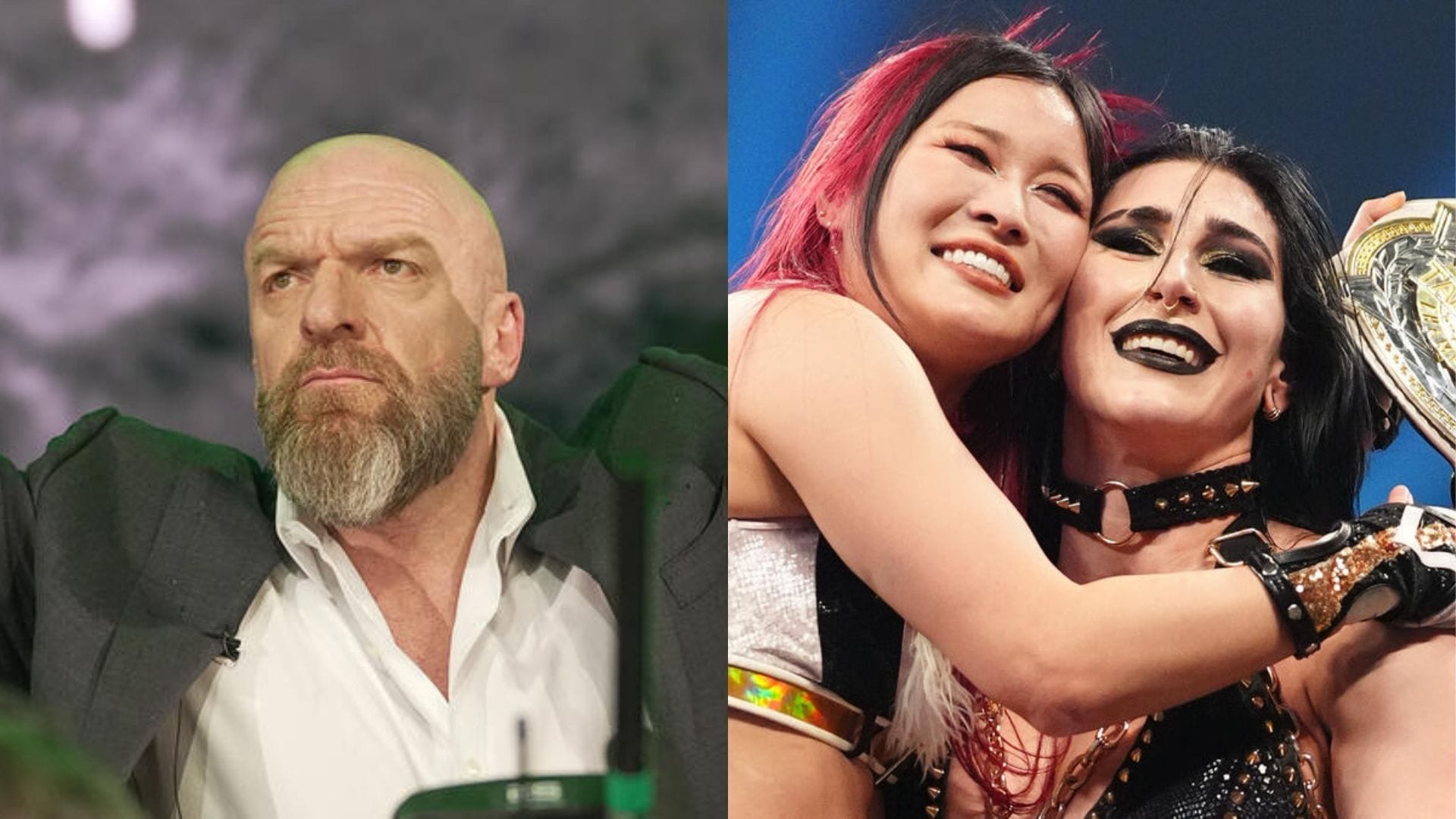 Triple H sends a message to Rhea Ripley and IYO SKY after they win the ...