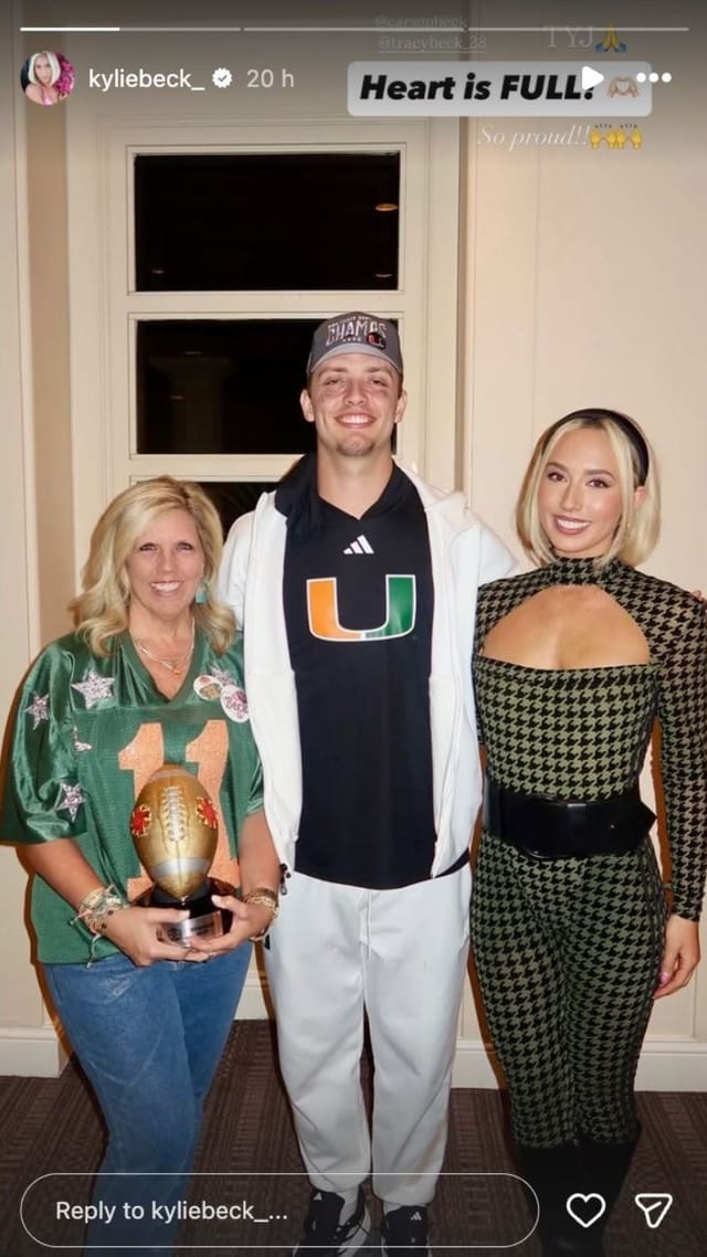 Carson Beck's mom Tracy makes rare appearance at Miami game as Carson ...