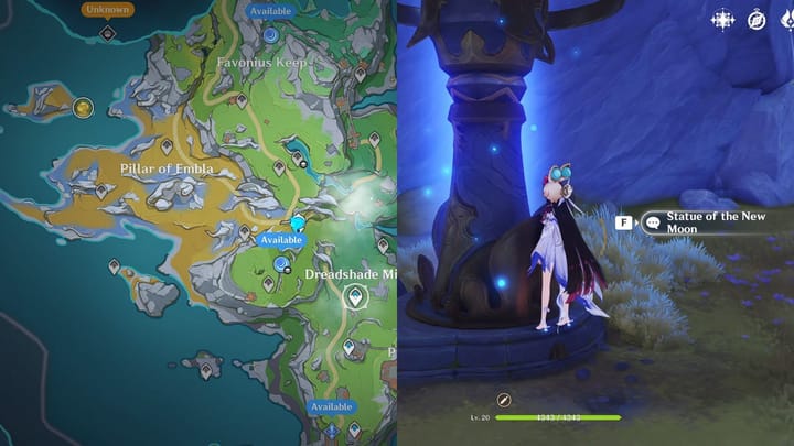 Genshin Impact Luna IV Statue of the New Moon locations