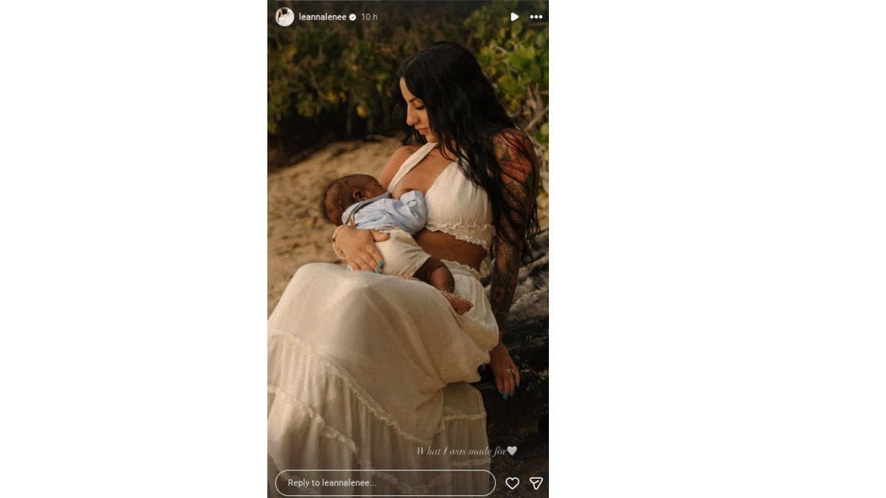 PIC: Travis Hunter’s wife Leanna Lenee nurses 5-month old son during ...