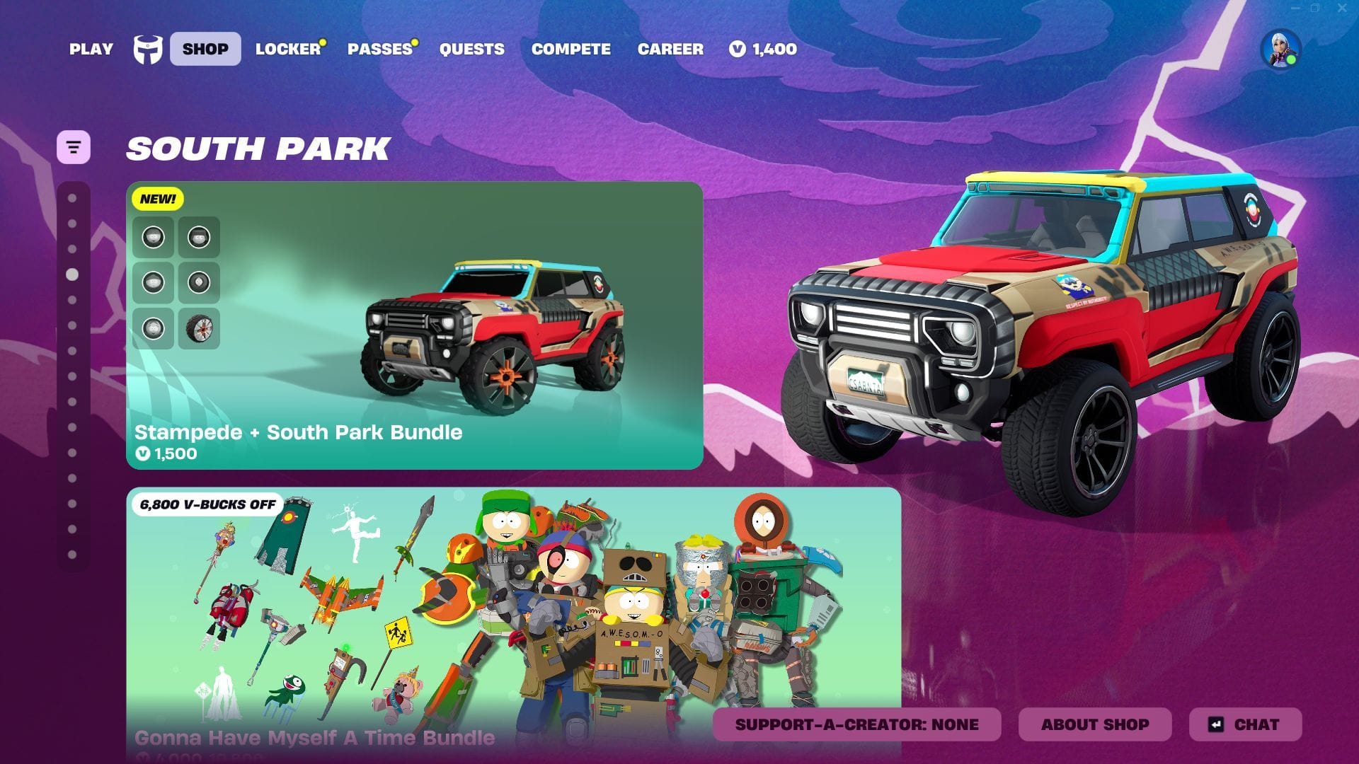 How to get the Stampede South Park Car skin in Fortnite