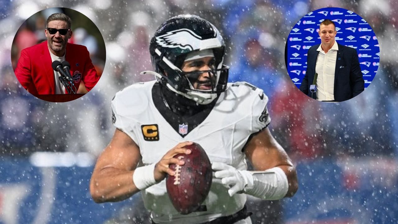 Jalen Hurts catches stray as Julian Edelman and Rob Gronkowski reveal ...