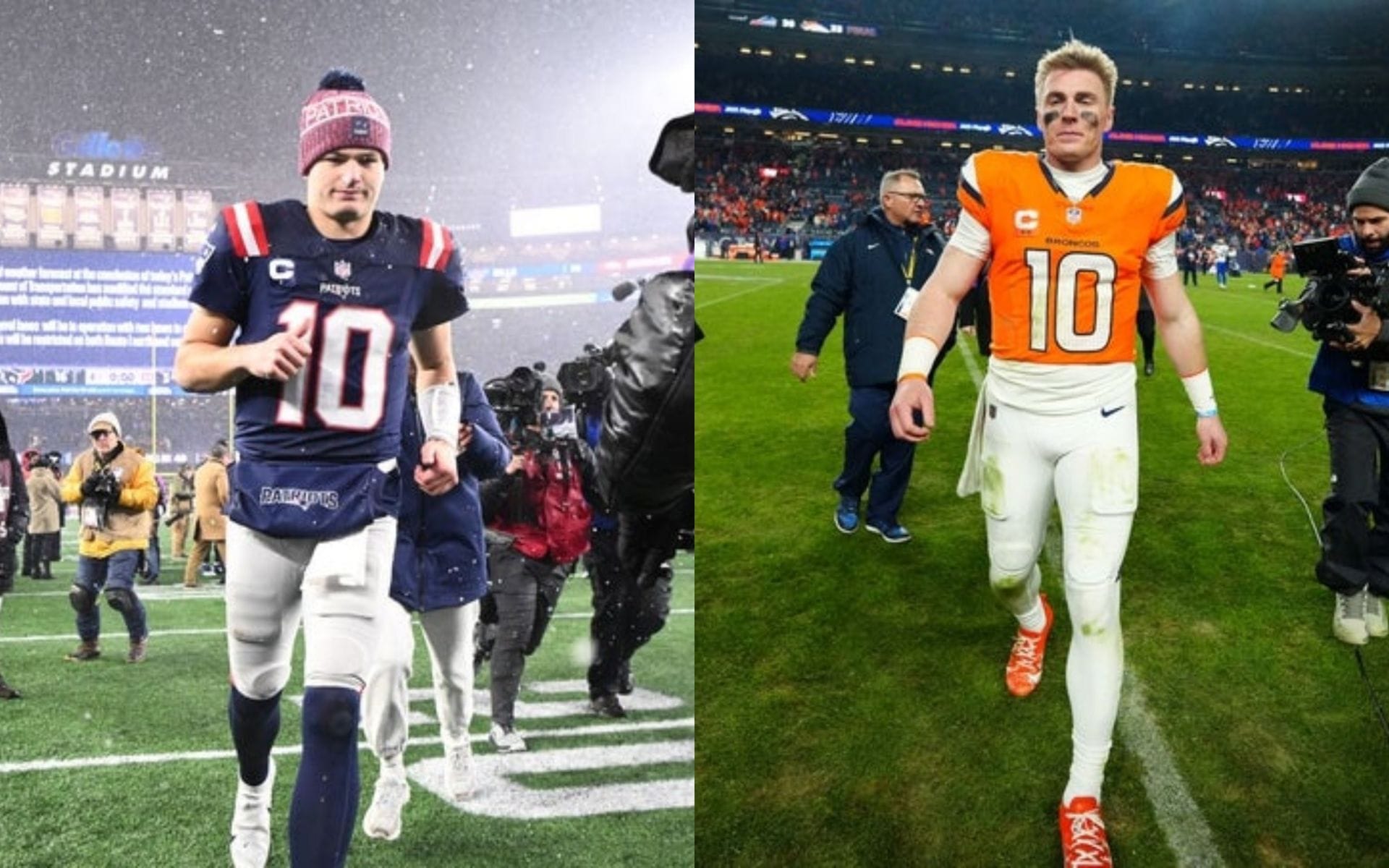 Drake Maye makes feelings known on Bo Nix's ankle injury as Patriots ...