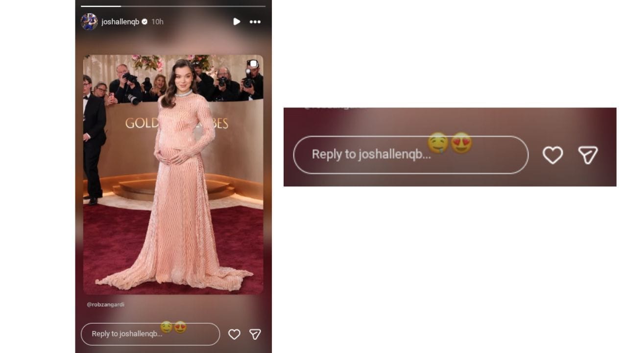 Josh Allen shows love as Hailee Steinfeld debuts baby bump in pink gown ...