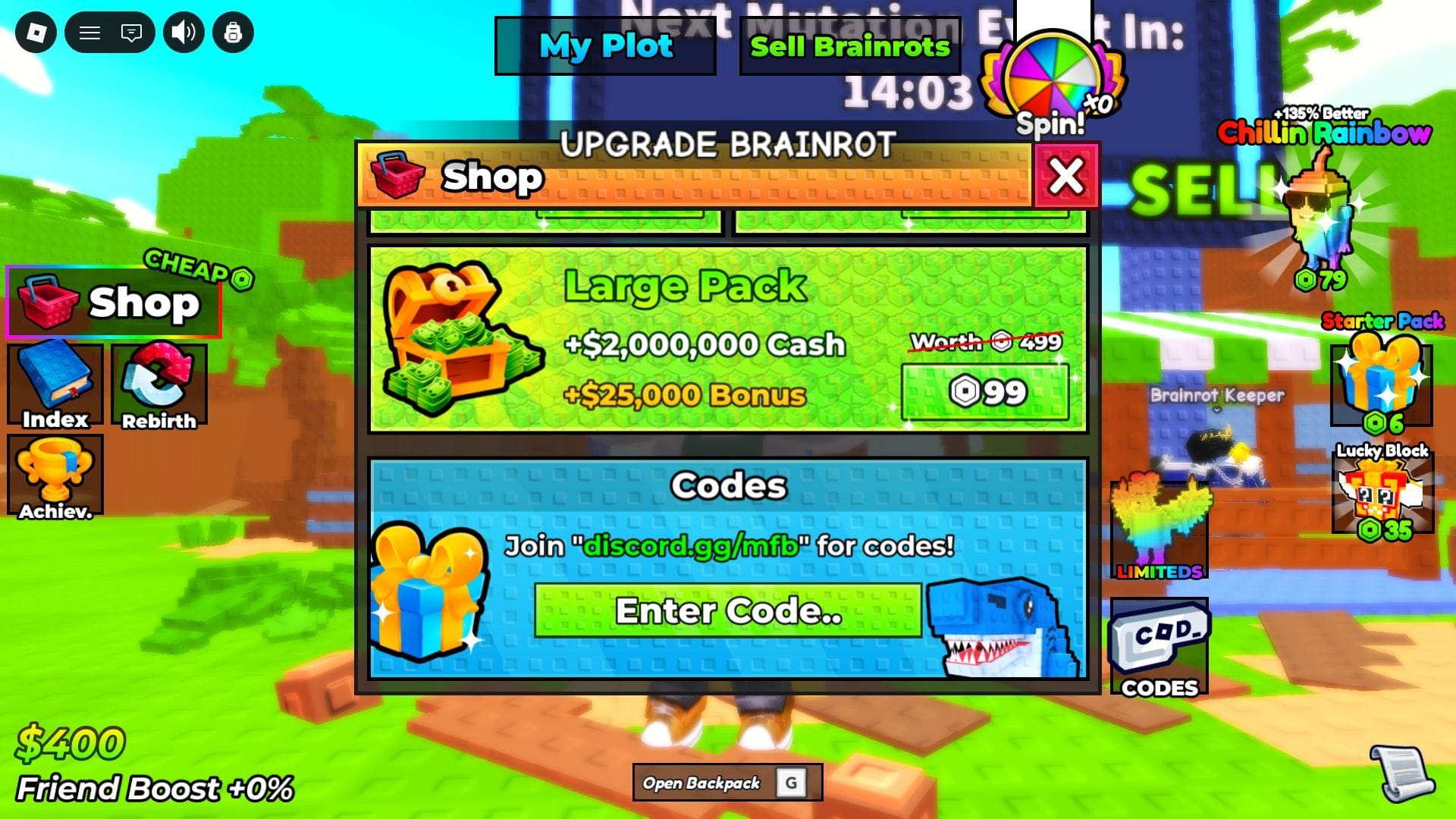 My Fishing Brainrots codes (January 2026)