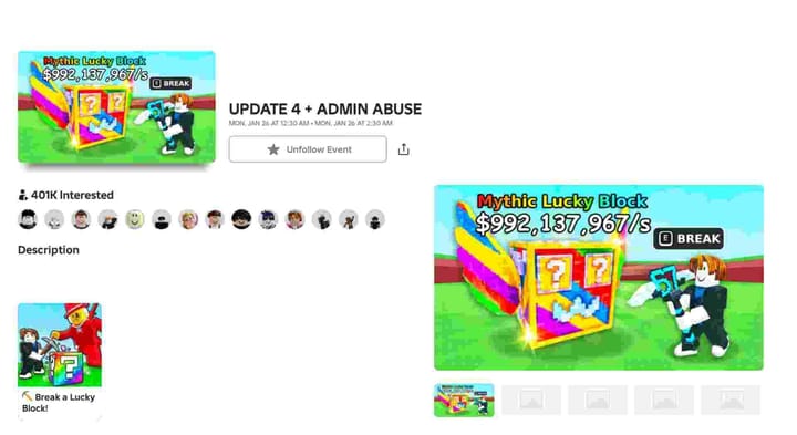 Break a Lucky Block Admin Abuse timing