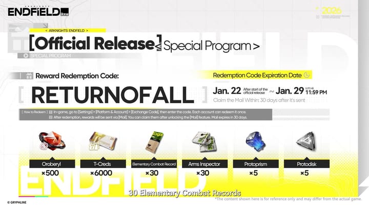 All redemption codes in Arknights: Endfield