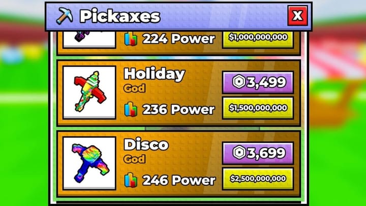 Break a Lucky Block pickaxe tier list