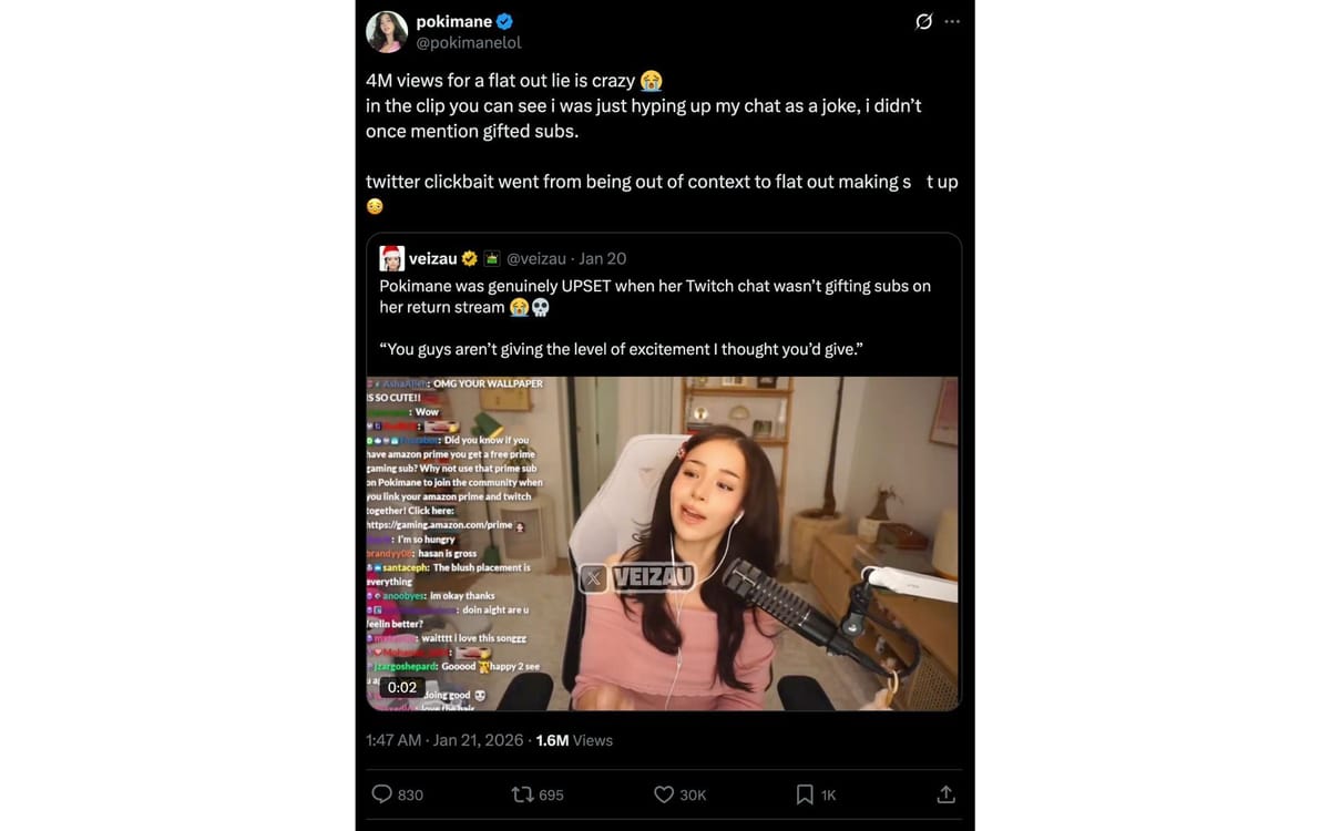 Pokimane slams netizens for "making s**t up," as claims about her being ...