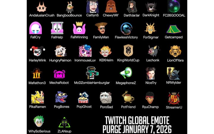 Twitch Global Emotes purge: List of emotes removed
