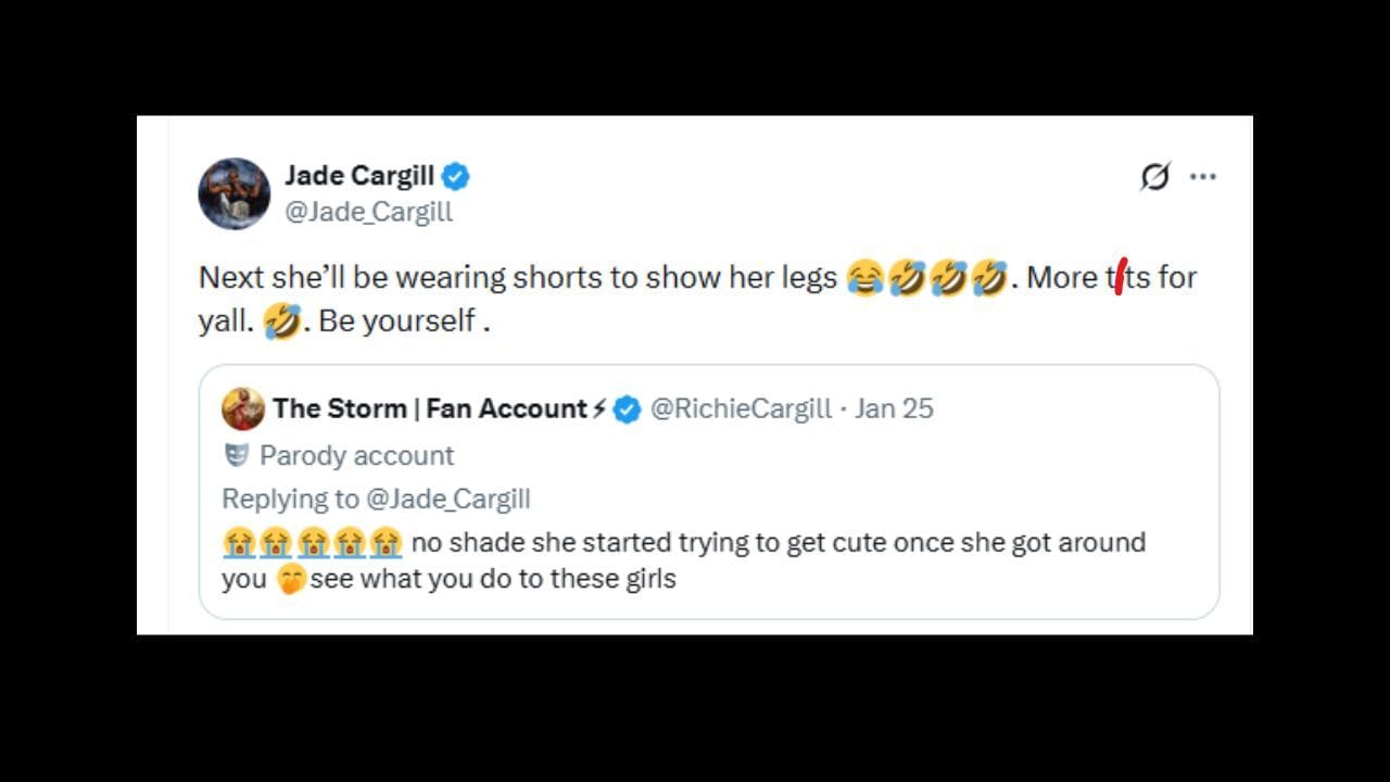 "More t*ts for yall" - WWE Women's Champion Jade Cargill once again ...