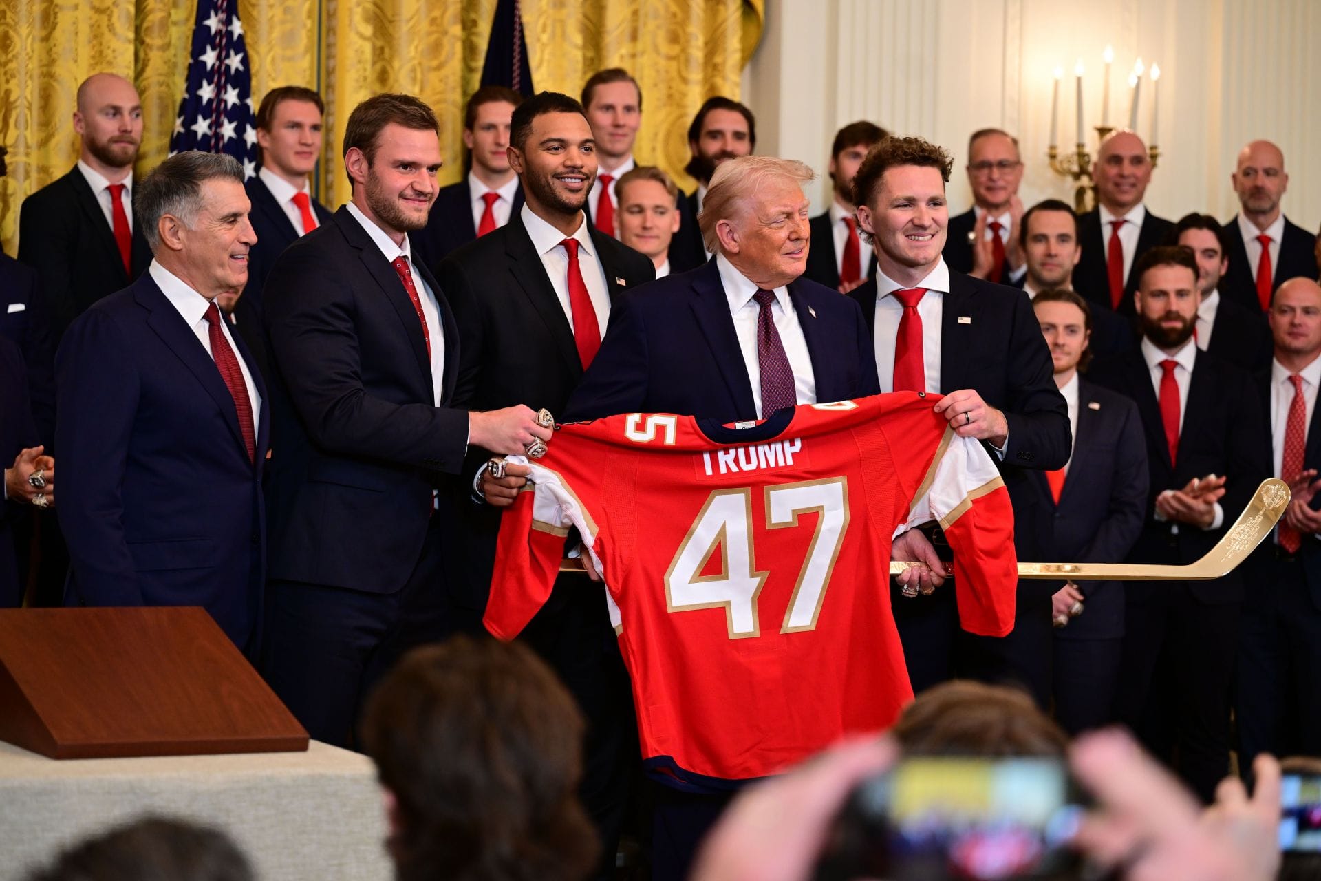 US President Donald Trump takes a dig at Canada during Panthers' visit ...