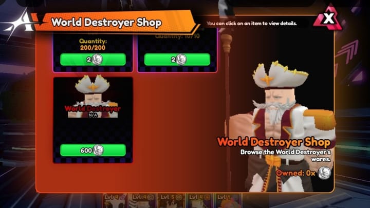 World Destroyer: Anime Vanguards World Destroyer guide
